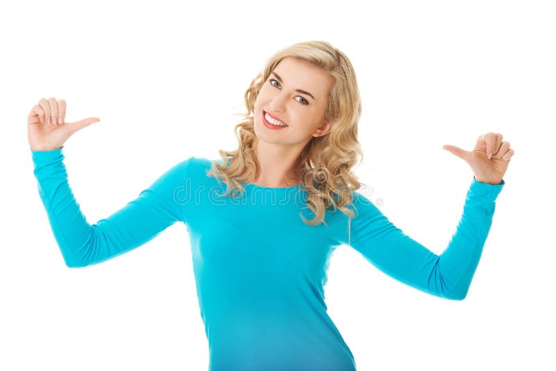 Portrait of Woman Pointing on Herself Stock Photo - Image of attractive ... Portrait of Woman Pointing on Herself Stock Photo - Image of attractive ...