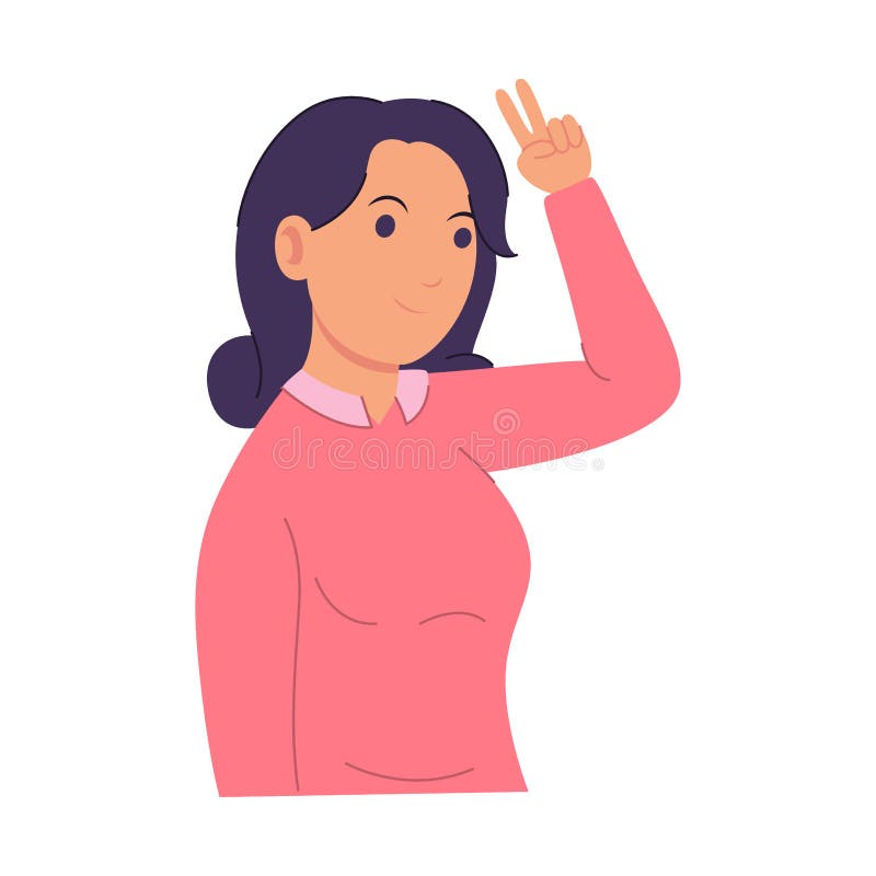 Portrait of a Woman Posing Peace Stock Illustration - Illustration of ...