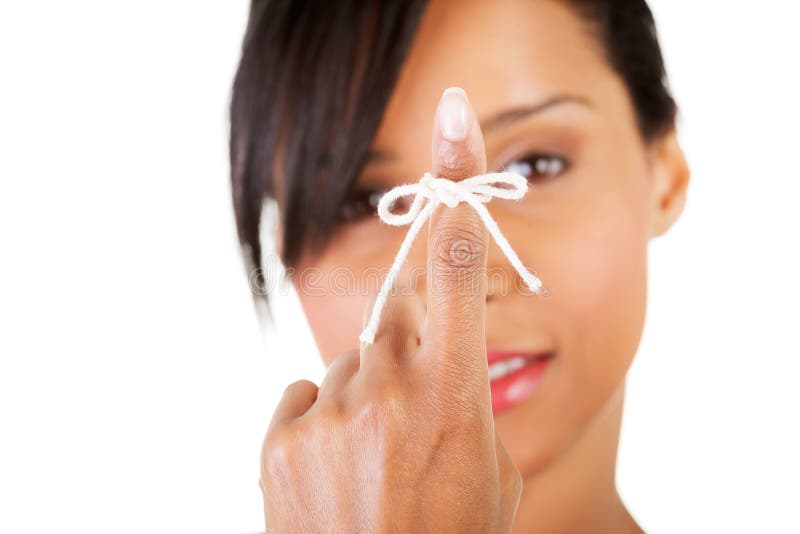 Portrait of a Woman with Red Bow on Her Finger Stock Image - Image of ...
