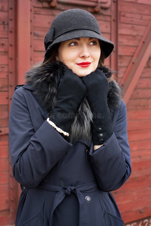 Portrait of a Woman in Retro Style Stock Image - Image of clothing ...