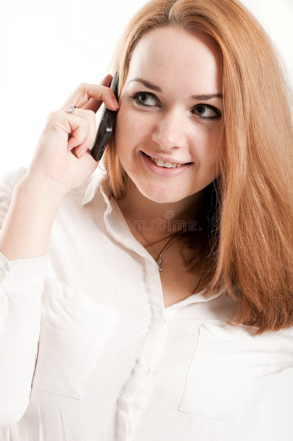 Portrait of a Woman Talking on Mobile Phone Stock Photo - Image of girl ...