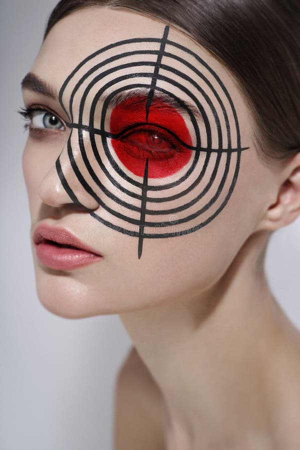 Portrait of Woman with with Target on Eye Stock Image - Image of ...