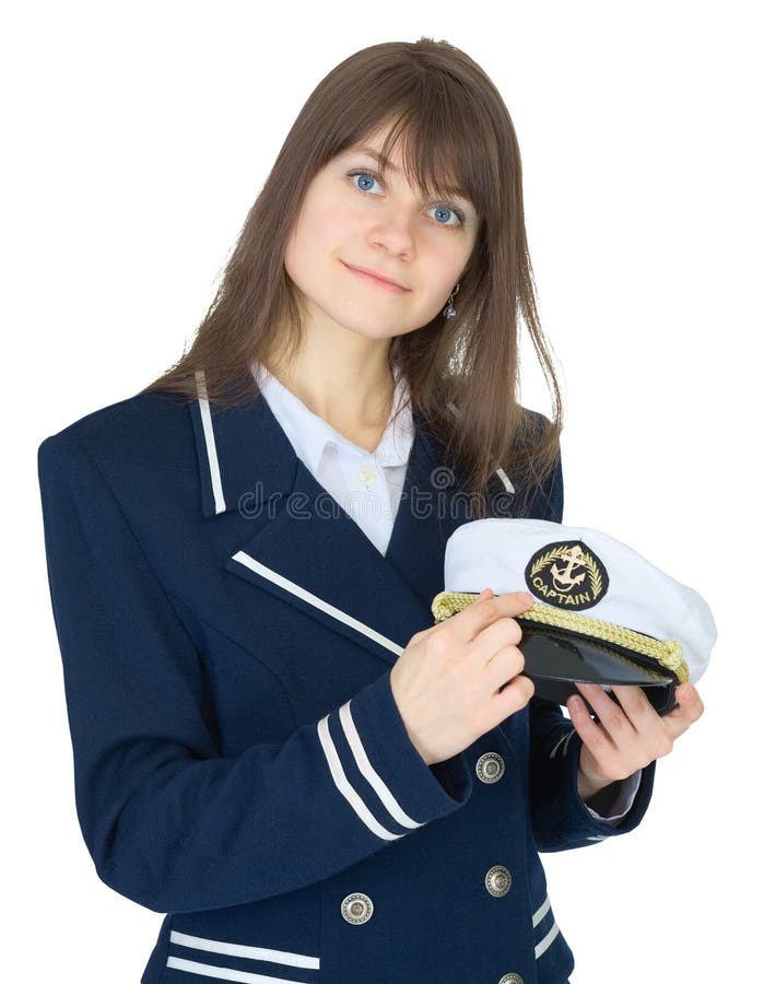 Portrait of Woman in Uniform of Sea Captain Stock Photo - Image of hold ...