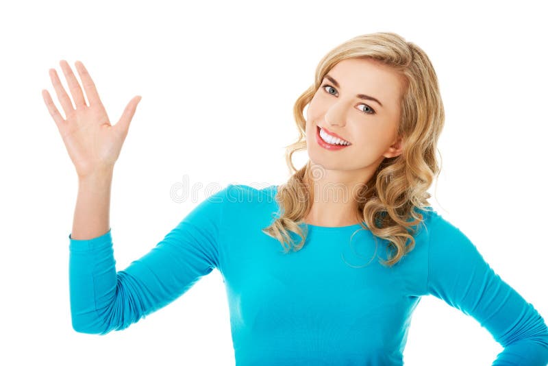 Portrait of a Woman Waving To the Camera Stock Photo - Image of ...