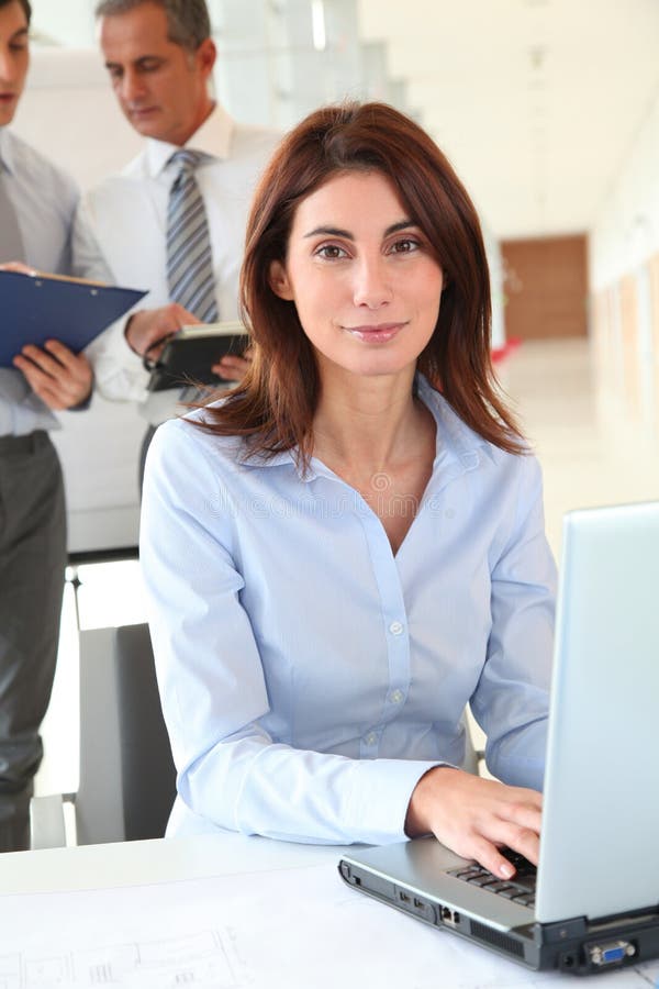Portrait of woman at work stock photo. Image of design - 17662460