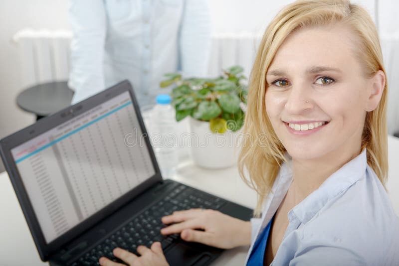 Portrait of a Woman Working with a Computer Stock Image - Image of ...