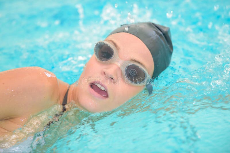 Portrait Women Swimming in Pool Stock Image - Image of activity ...