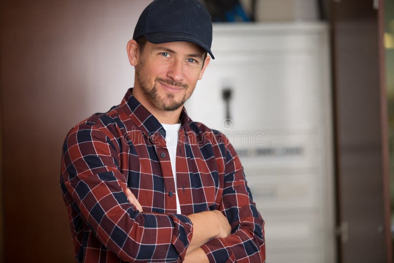 Portrait Worker Looking in Warehouse Stock Photo - Image of packing ...