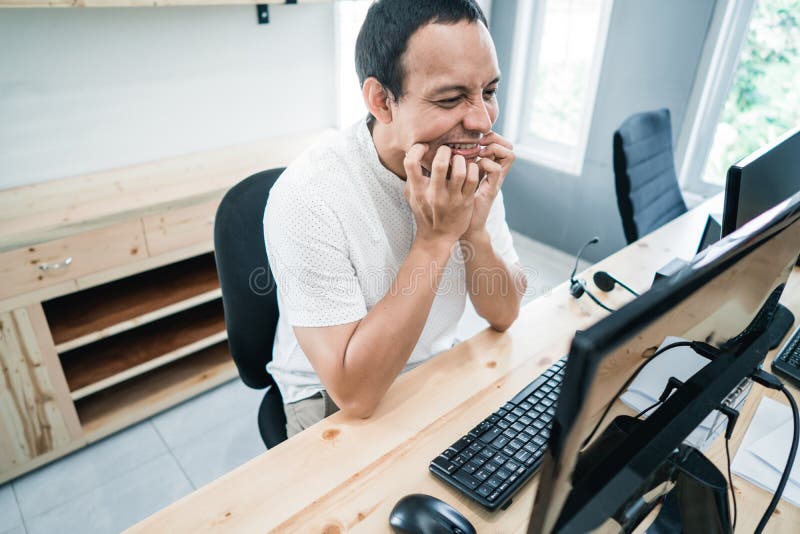 Portrait of Worker Alone on the Office with Serious Problem Stock Image ...