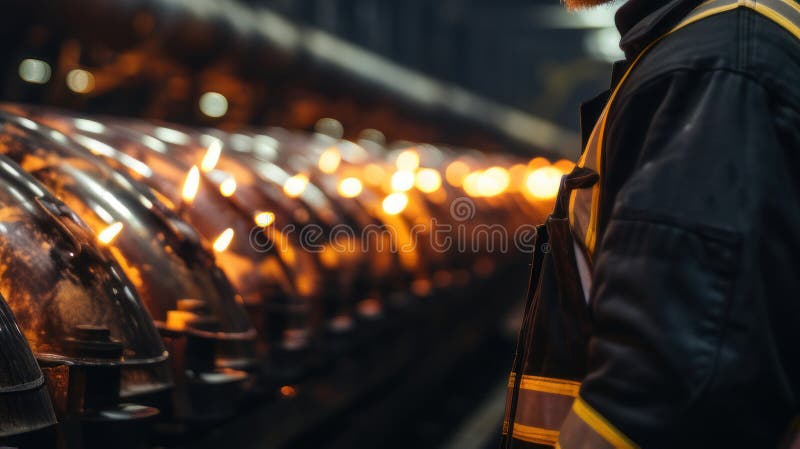Portrait of a Worker in a Boiler Room. Industrial Background Stock ...