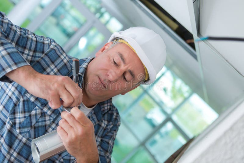 Portrait Worker with Cctv Camera Stock Photo - Image of connect, work ...