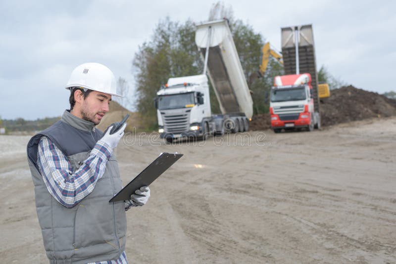 Portrait Worker Informing Management Stock Photo - Image of building ...