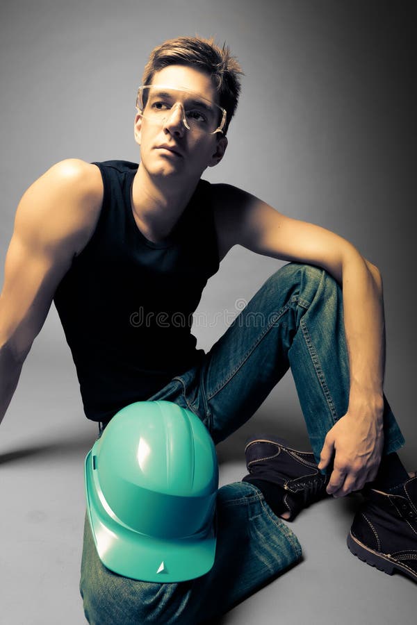 Portrait of worker man stock photo. Image of portrait - 35119954