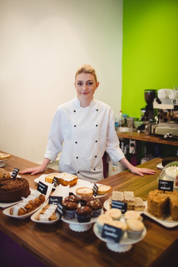Portrait of Worker Standing at Chocolate Counter Stock Image - Image of ...
