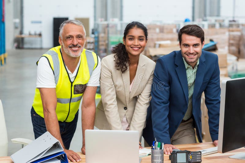 Portrait of Worker Team is Posing and Smiling during Work Stock Photo ...