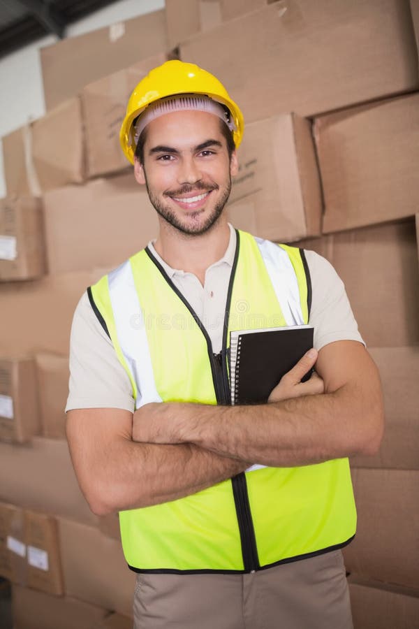 Portrait of Worker in Warehouse Stock Image - Image of caucasian ...