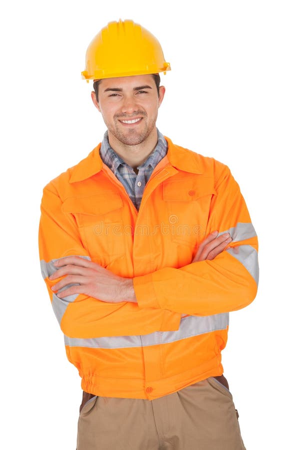Portrait of Worker Wearing Safety Jacket Stock Photo - Image of build ...