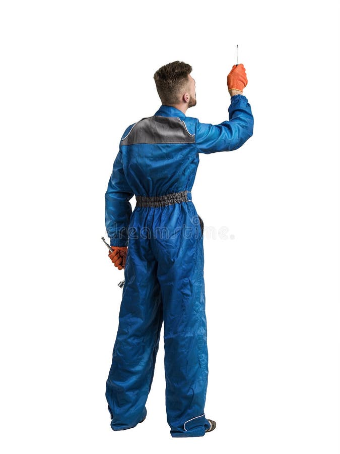 Portrait of a Worker on White Isolation Stock Image - Image of industry ...