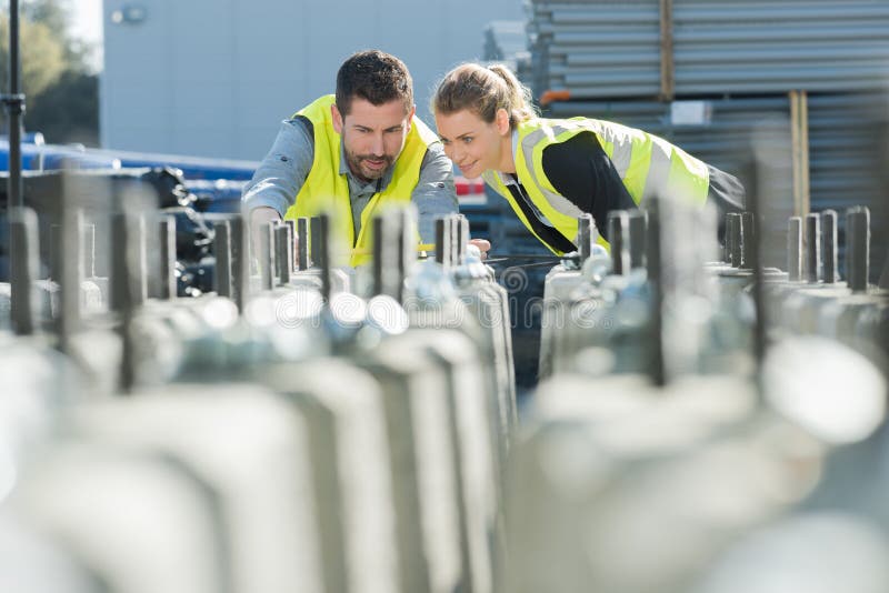 Portrait Workers Cement Factory Stock Photo - Image of supporting ...