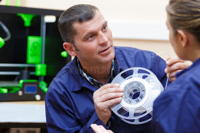 Portrait Workers during 3d Printer Mechanic Stock Image - Image of ...