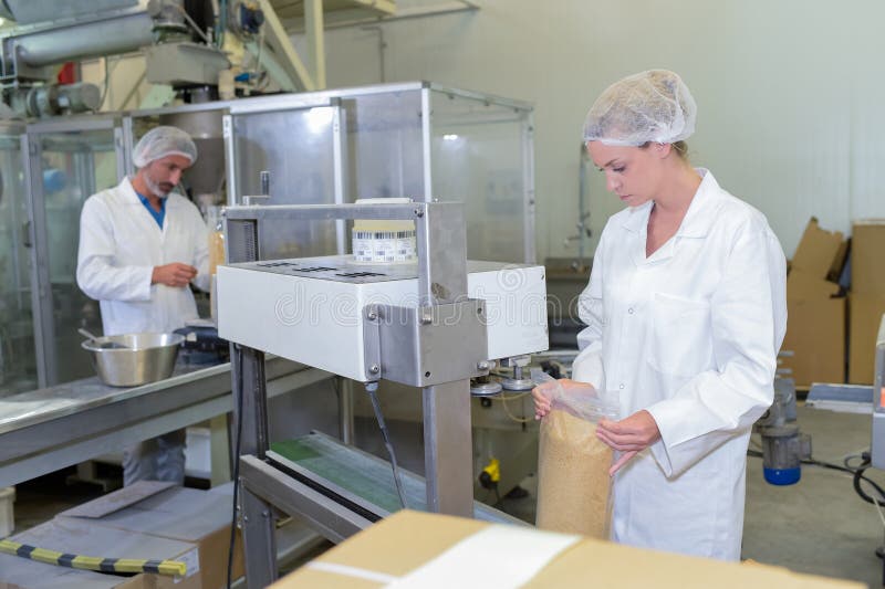 Portrait Workers Packaging Factory Stock Image - Image of trade ...