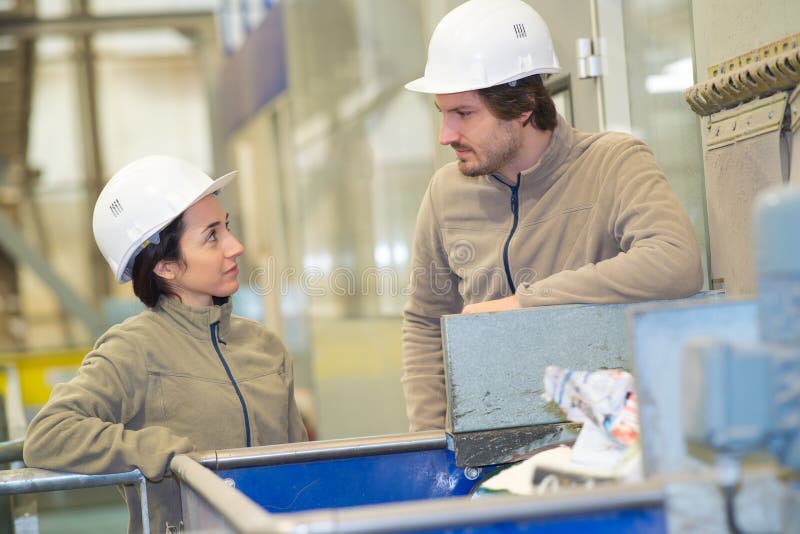 Portrait workers on plant stock image. Image of gauge - 205718519