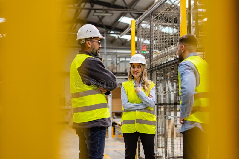 Portrait of Workers Taking Break from Work, Talking with Colleagues and ...