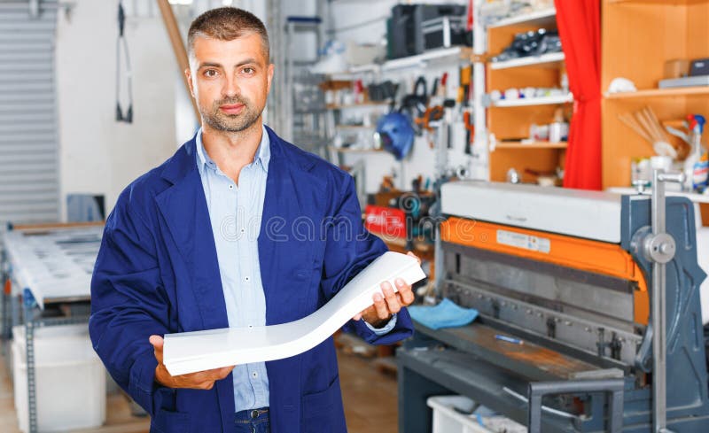 Portrait of a Working Man at Printer Studio Stock Image - Image of ...