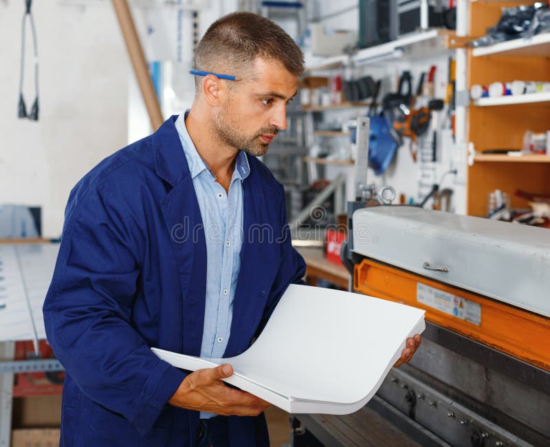 Portrait of a Working Man at Printer Studio Stock Image - Image of ...