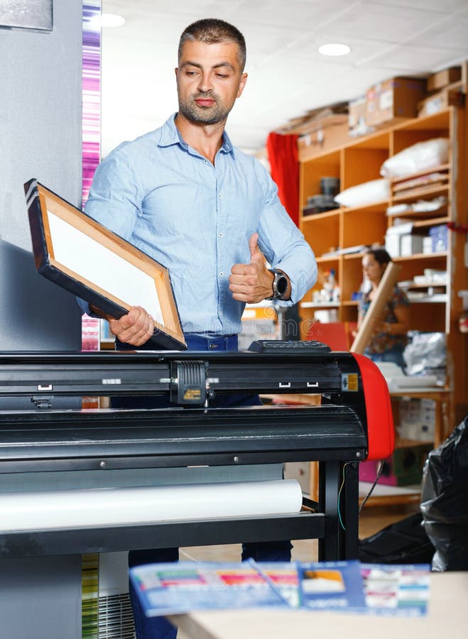 Portrait of a Working Man at Printer Studio Stock Photo - Image of ...