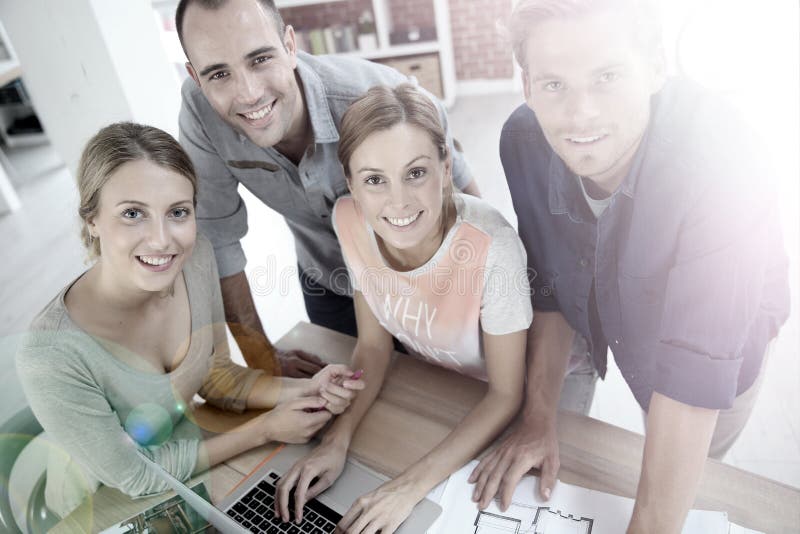 Portrait of Working Students Stock Photo - Image of girls, blueprint ...