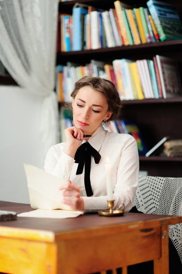 Portrait of a Writer in a Library Stock Photo - Image of adult ...