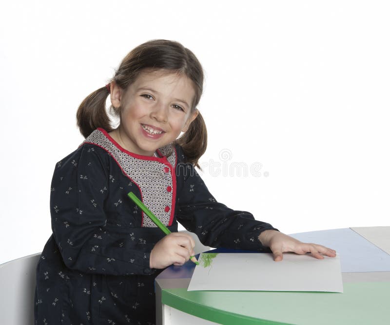 Portrait of writing girl stock image. Image of preschool - 21148779