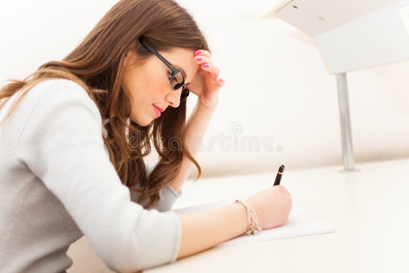 Student writing stock photo. Image of library, cute, intelligent - 30128752