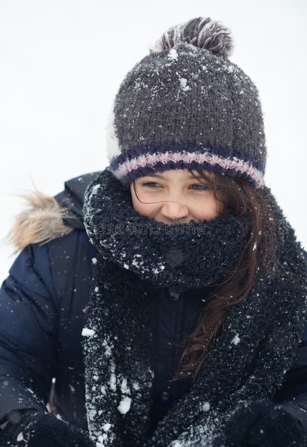 Portrait Of A 9 Years Old Girl On A Winter Walk Stock Image Image Of