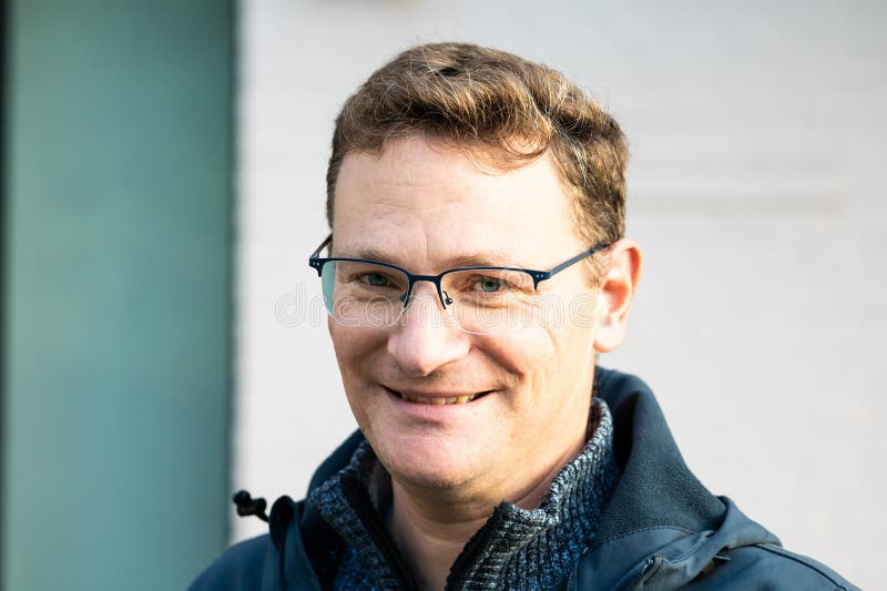 Portrait of a 45 Yo White Man Outdoors in Koekelberg, Brussels, Belgium ...