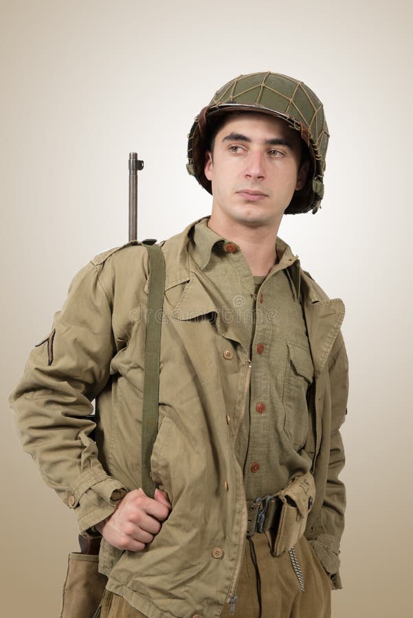 Portrait of Young American Soldier, Ww2 Stock Image - Image of uniform ...