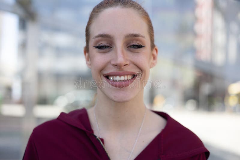 Portrait of Young Androgynous Woman Smiling Stock Photo - Image of face ...