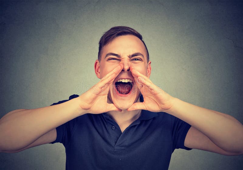 Portrait of Young Angry Man Screaming Stock Image - Image of isolated ...
