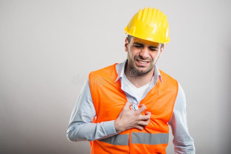 Portrait of Young Architect Holding Heart Like in Pain Stock Image ... Portrait of Young Architect Holding Heart Like in Pain Stock Image ...