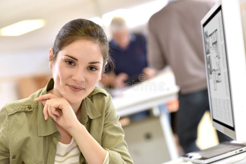 Portrait of Young Architect Working on Computer Stock Image - Image of ...