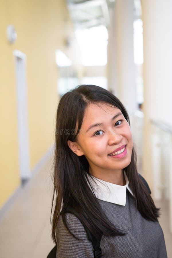 Portrait of a Young Asia Female Student in University Stock Image ...