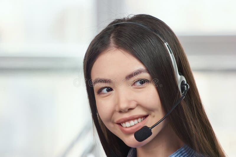 Portrait of a Young Asian Female Customer Service Operator. Stock Image ... Portrait of a Young Asian Female Customer Service Operator. Stock Image ...