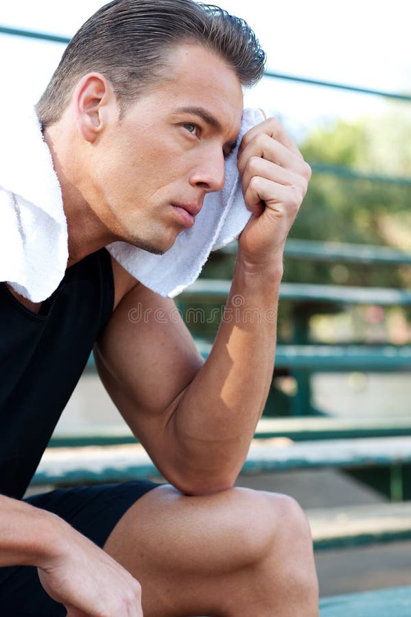 Portrait of a Young Athletic Man with Workout Towe Stock Photo - Image ...