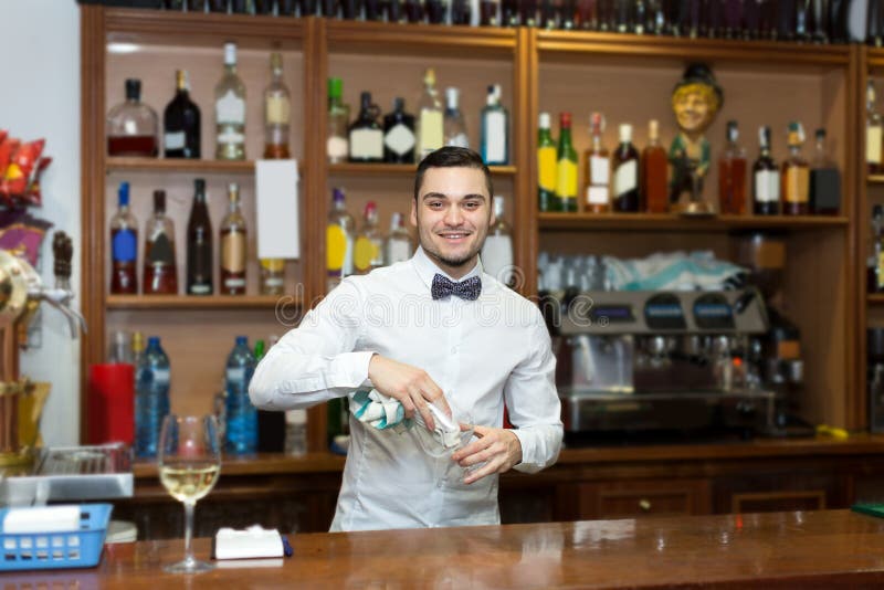 Portrait of young barman stock photo. Image of pose, casual - 72545746