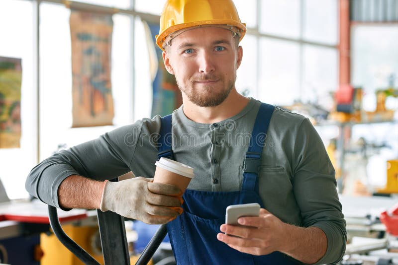 Happy Young Workman on Break Stock Photo - Image of young, engineer ...