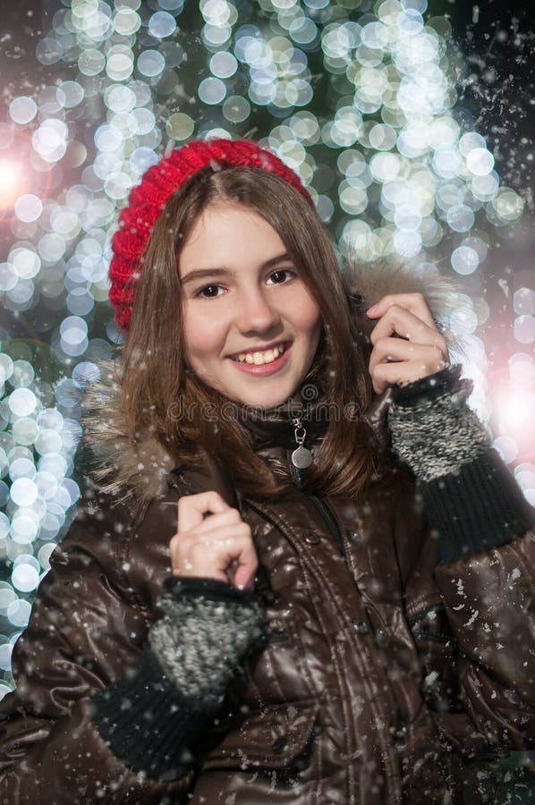 Portrait of Young Beautiful Girl in Winter Style Stock Image - Image of ...