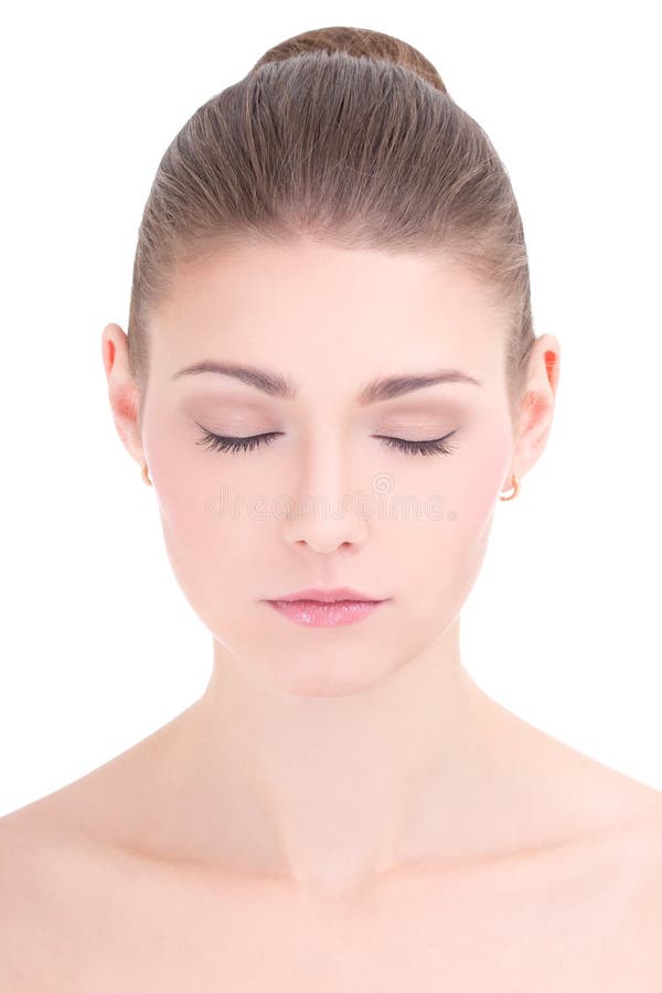 Beautiful Young Woman With Closed Eyes Isolated Stock Image Image Of