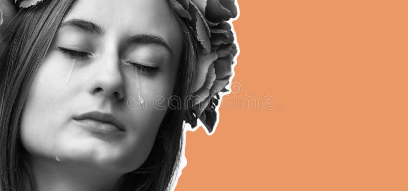 Portrait Of Young Beautiful Woman Crying Stock Image Image Of