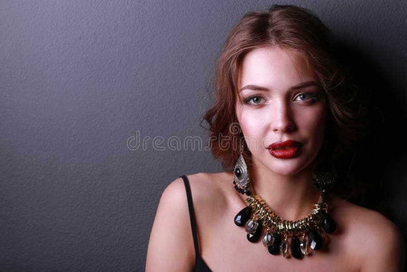 Portrait Of Young Beautiful Woman With Jewelry Stock Image Image Of